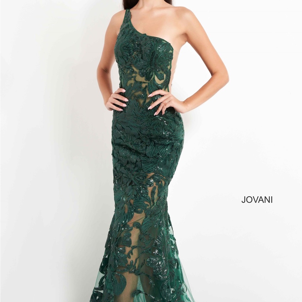 Jovani 02895 Emerald Green Sequin Mesh Mermaid Style … - Gem
